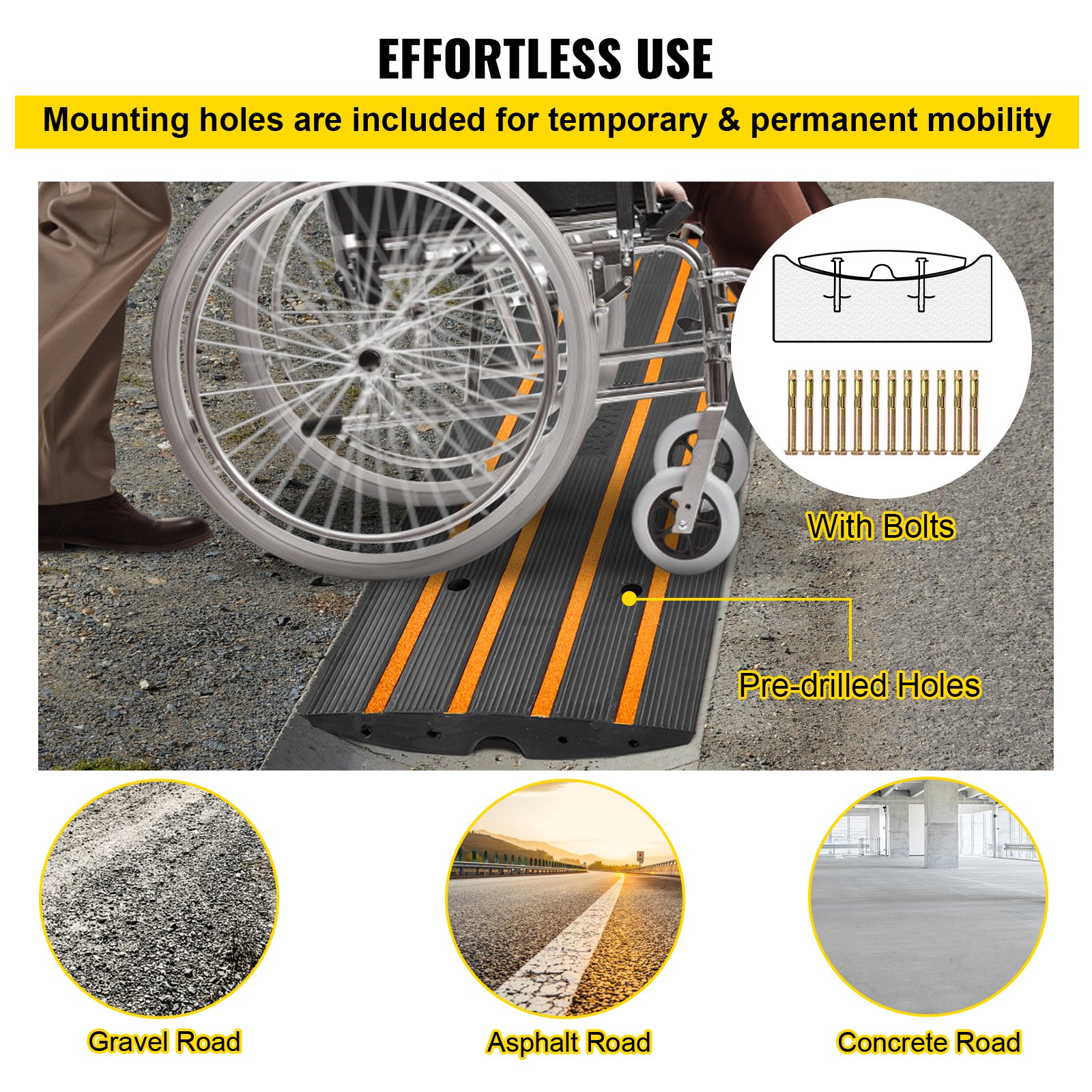 VEVOR Driveway Curb Ramp, 3 Pack 1 Channel Heavy Duty Curb Bridge ...