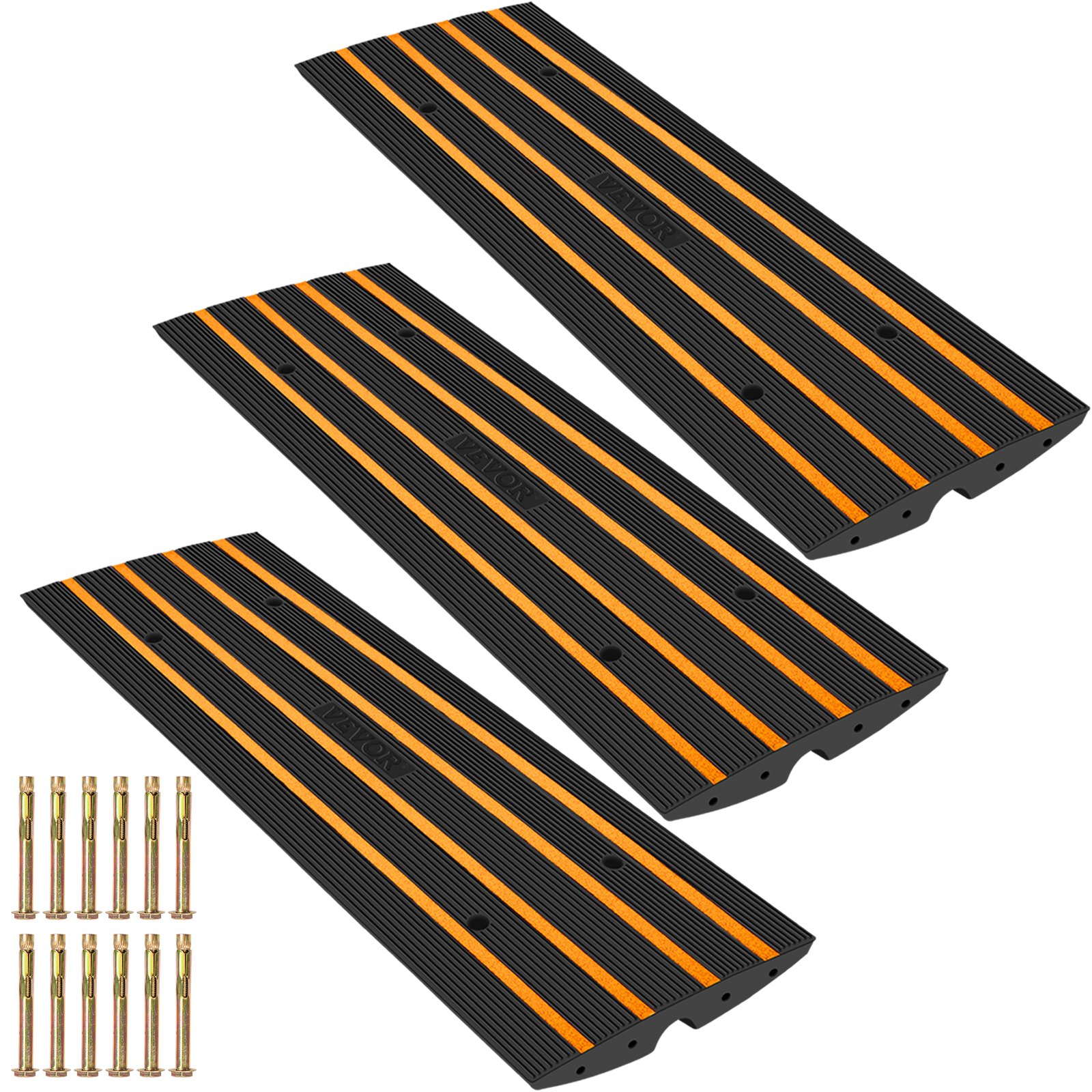 VEVOR Driveway Curb Ramp, 3 Pack 1 Channel Heavy Duty Curb Bridge ...