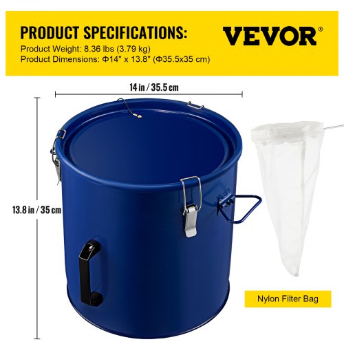 Vevor Fryer Grease Bucket Oil Disposal Caddy 8 Gal Oil Bucket W/ Lid ...