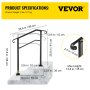VEVOR Stair Railing Hand Rail Kit Fit 2 or 3 Steps Alloy Metal Step ...