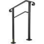 VEVOR Stair Railing Hand Rail Kit Fit 2 or 3 Steps Alloy Metal Step ...