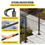 VEVOR Stair Railing Hand Rail Kit Fit 2 or 3 Steps Alloy Metal Step ...