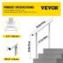 VEVOR Outdoor Stair Railing Kit, 3 FT Handrails 2-3 Steps, Adjustable ...