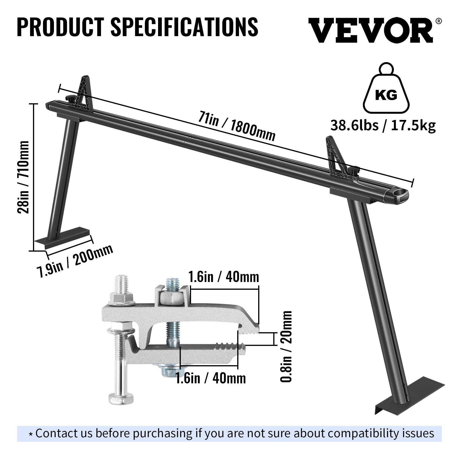 VEVOR Truck Rack Pickup Truck Bed Ladder Rack Universal Aluminum ...