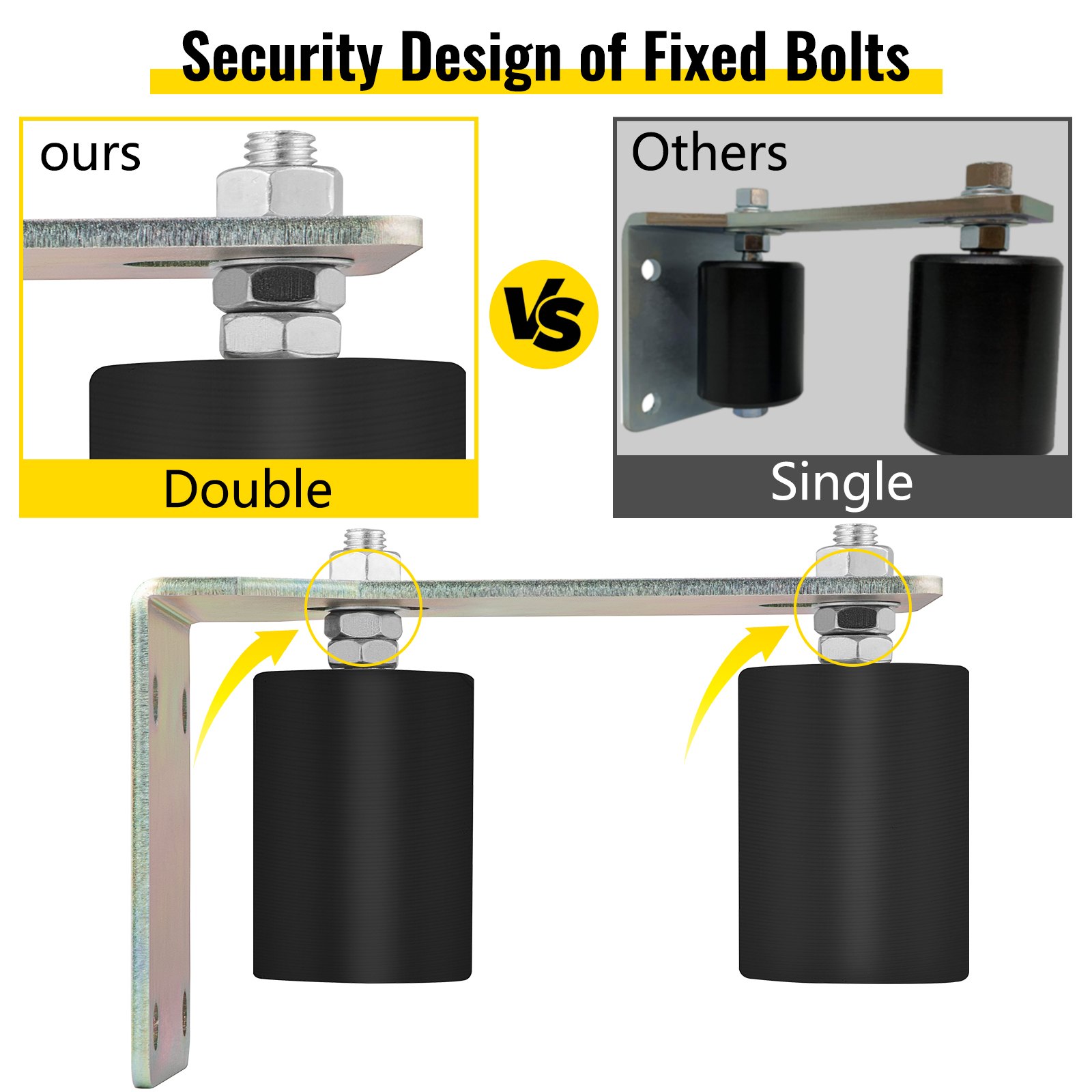 Slide Gate Guide Rollers 3" L Bracket Black Hard Nylon For Sliding ...
