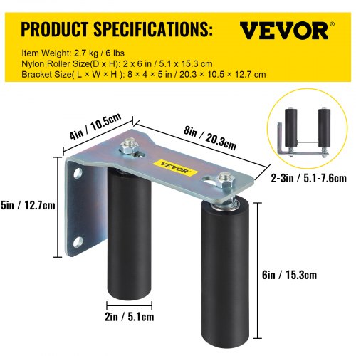 VEVOR Gate Roller Guide 6" Sliding Gate Black Nylon Roller Coloring ...