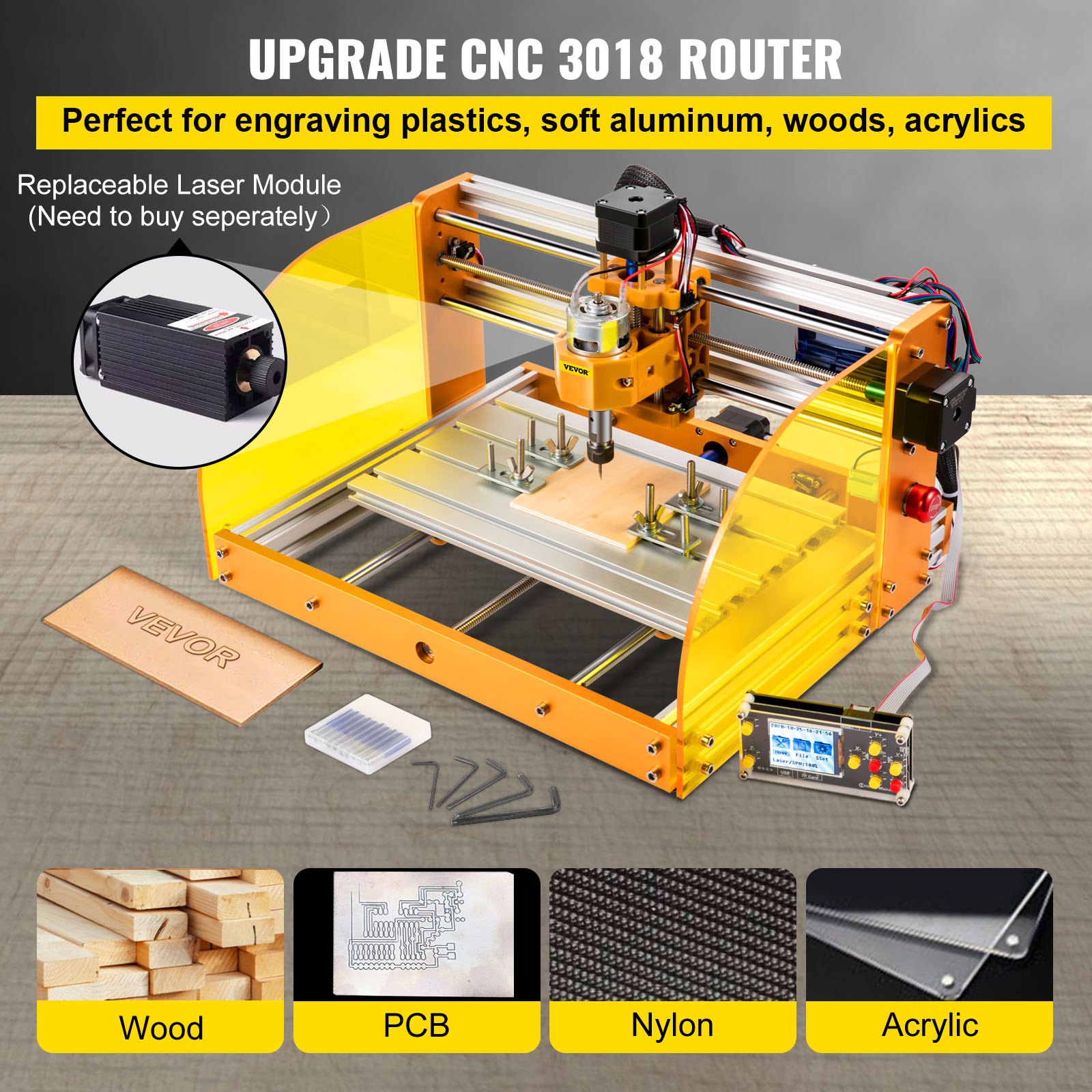 VEVOR CNC Router Machine 3018-PRO Engraver with GRBL Offline Controller ...