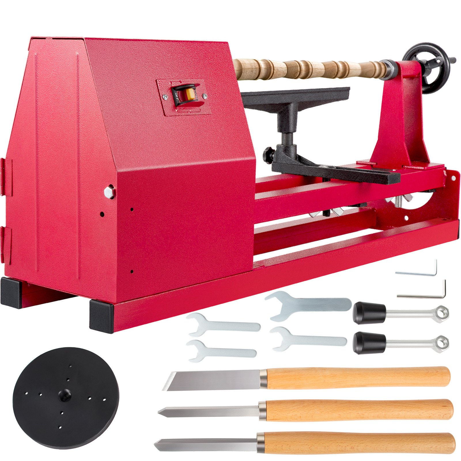 VEVOR Bench top Wood Lathe 14" x 20", Power Wood Lathe 4 Speeds 1100 ...