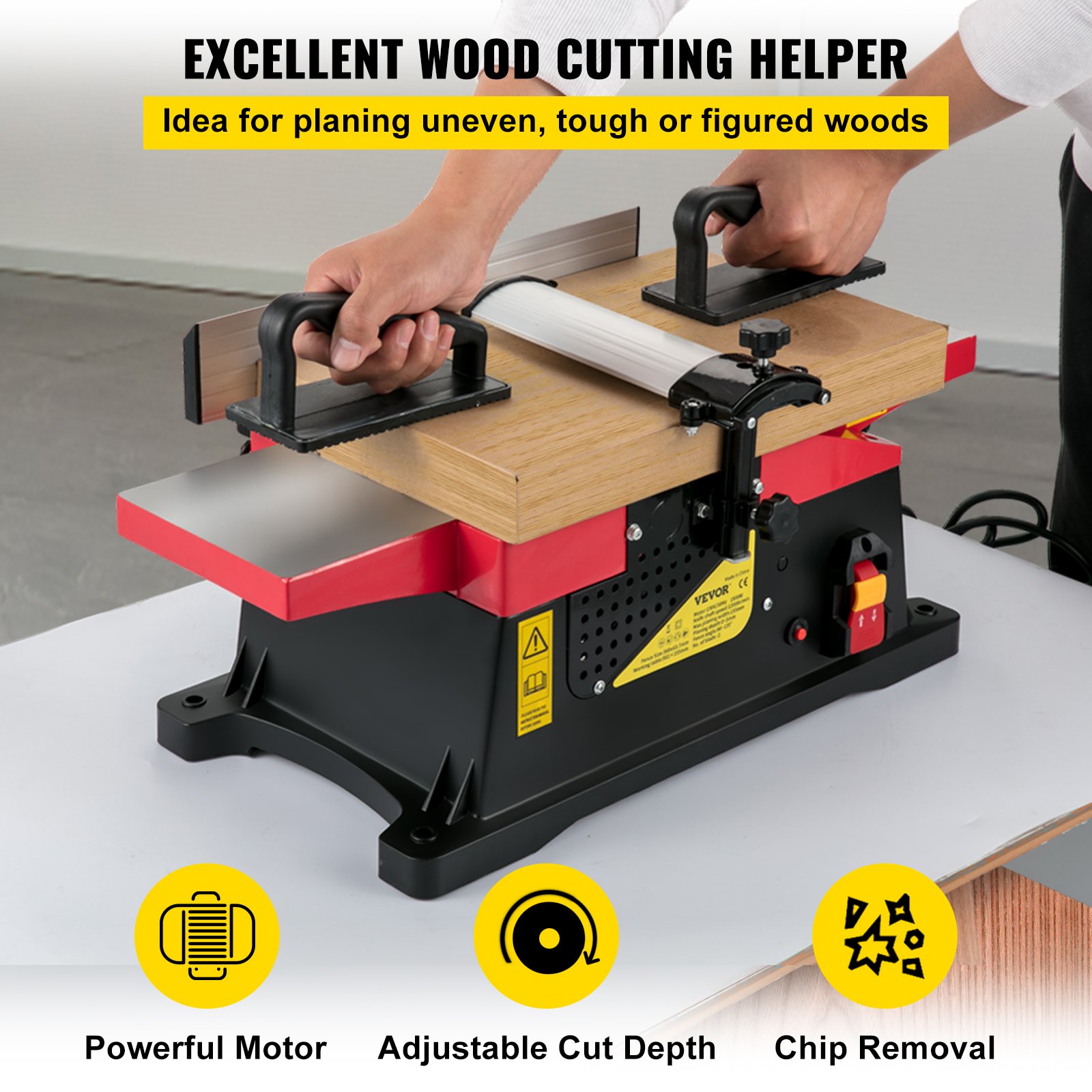 VEVOR Benchtop Jointer, 6in 1650W Electric Wood Planner, 12000rpm 8amp ...