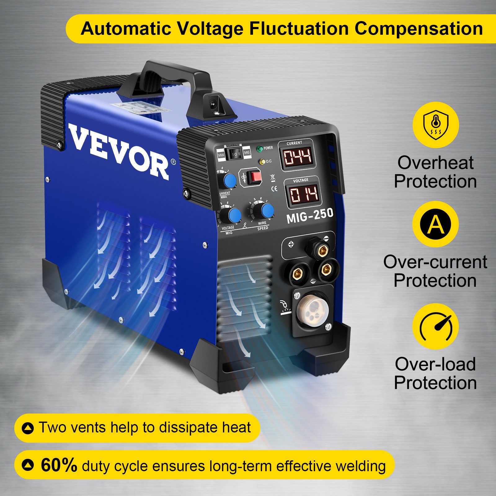 VEVOR 3 In 1 Mig-250 Welder Welding Machine 250a Mig Mma Tig Combo ...