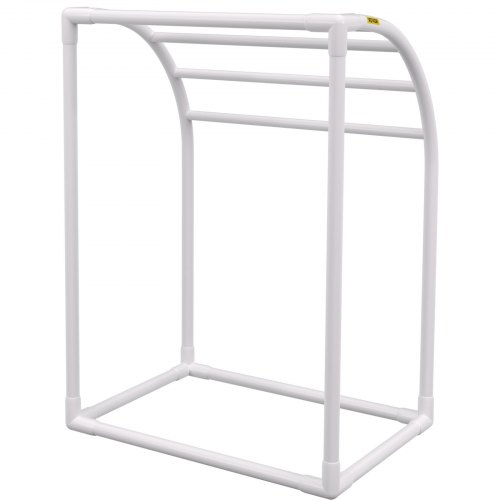 VEVOR Pool Towel Rack, 5 Bar, Milky, Freestanding Outdoor PVC Curved ...