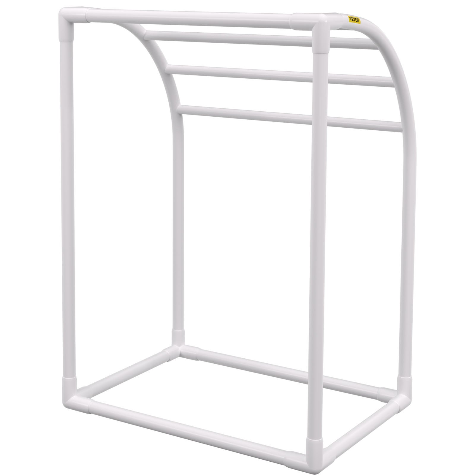VEVOR Pool Towel Rack, 5 Bar, Milky, Freestanding Outdoor PVC Curved ...