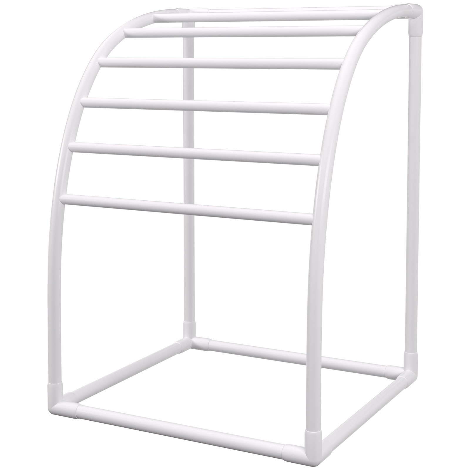 VEVOR Pool Towel Rack, 7 Bar, White, Freestanding Outdoor PVC Curved ...