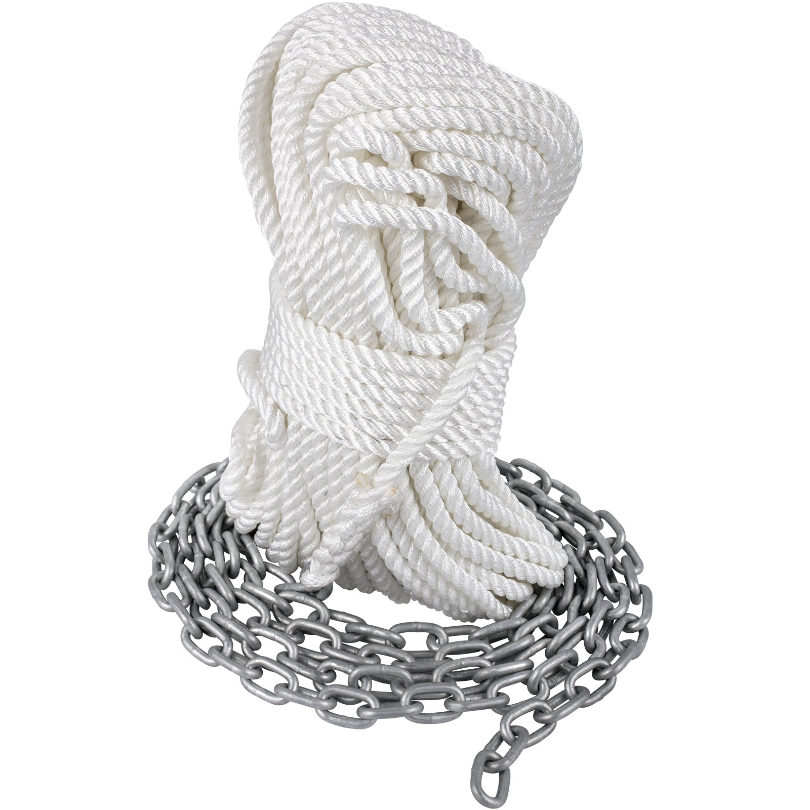 VEVOR Anchor Rode and Chain, 15' x 5/16" Boat Anchor Chain, 1/2" x 200 ...