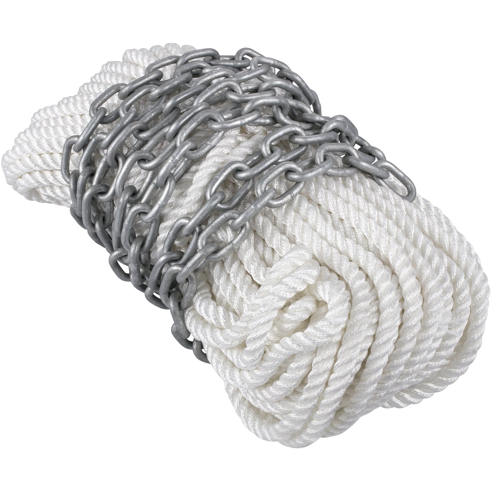 VEVOR Anchor Rode and Chain, 15' x 5/16" Boat Anchor Chain, 1/2" x 200 ...