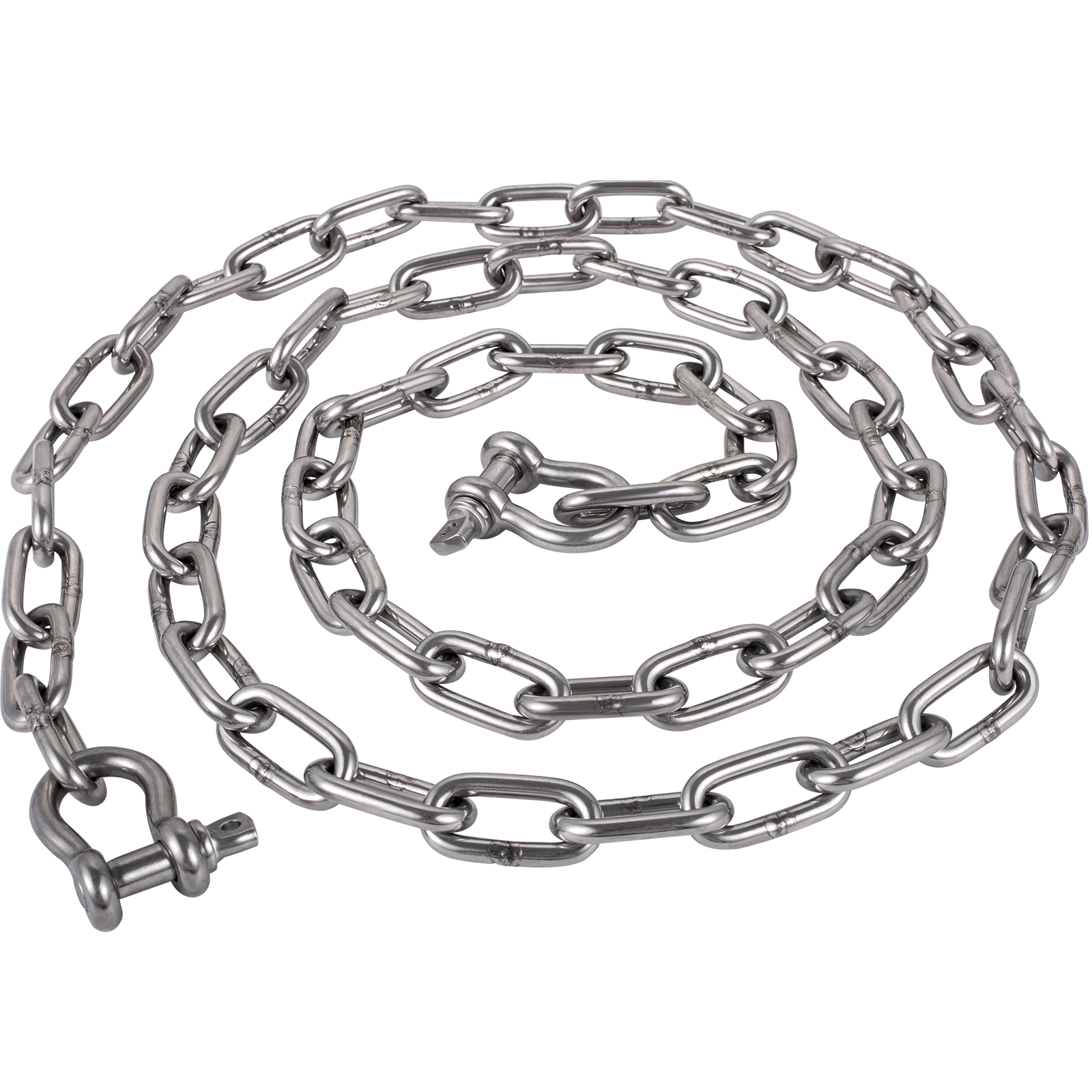 VEVOR Anchor Chain, 6' x 1/4" 316 Stainless Steel Chain, 3/8" Anchor ...