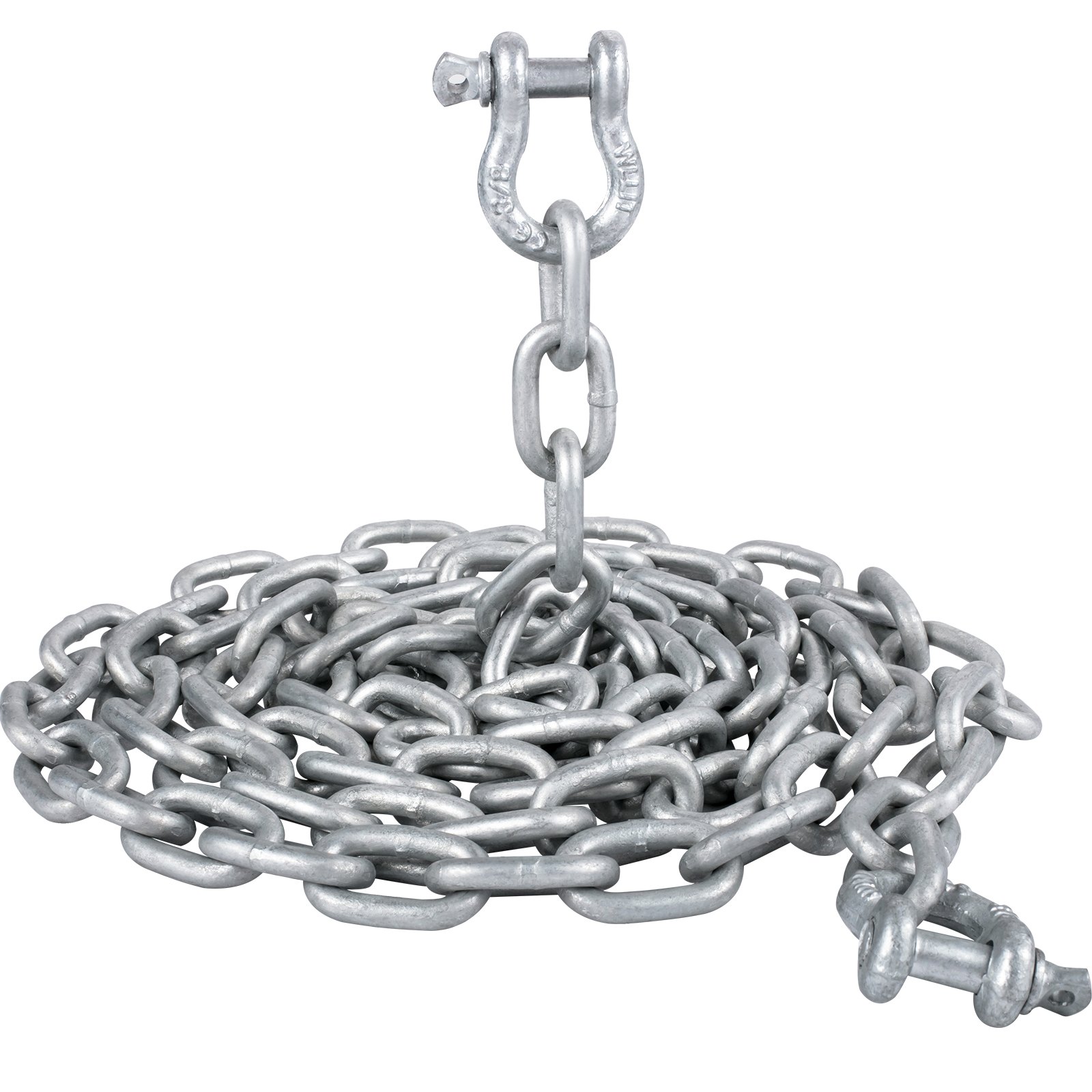 VEVOR Anchor Chain, 20' x 5/16" Galvanized Steel Chain, 3/8" Anchor ...