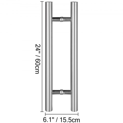 Commercial Door Pull Handles 24'' Stainless Steel For Wood/glass Doors ...