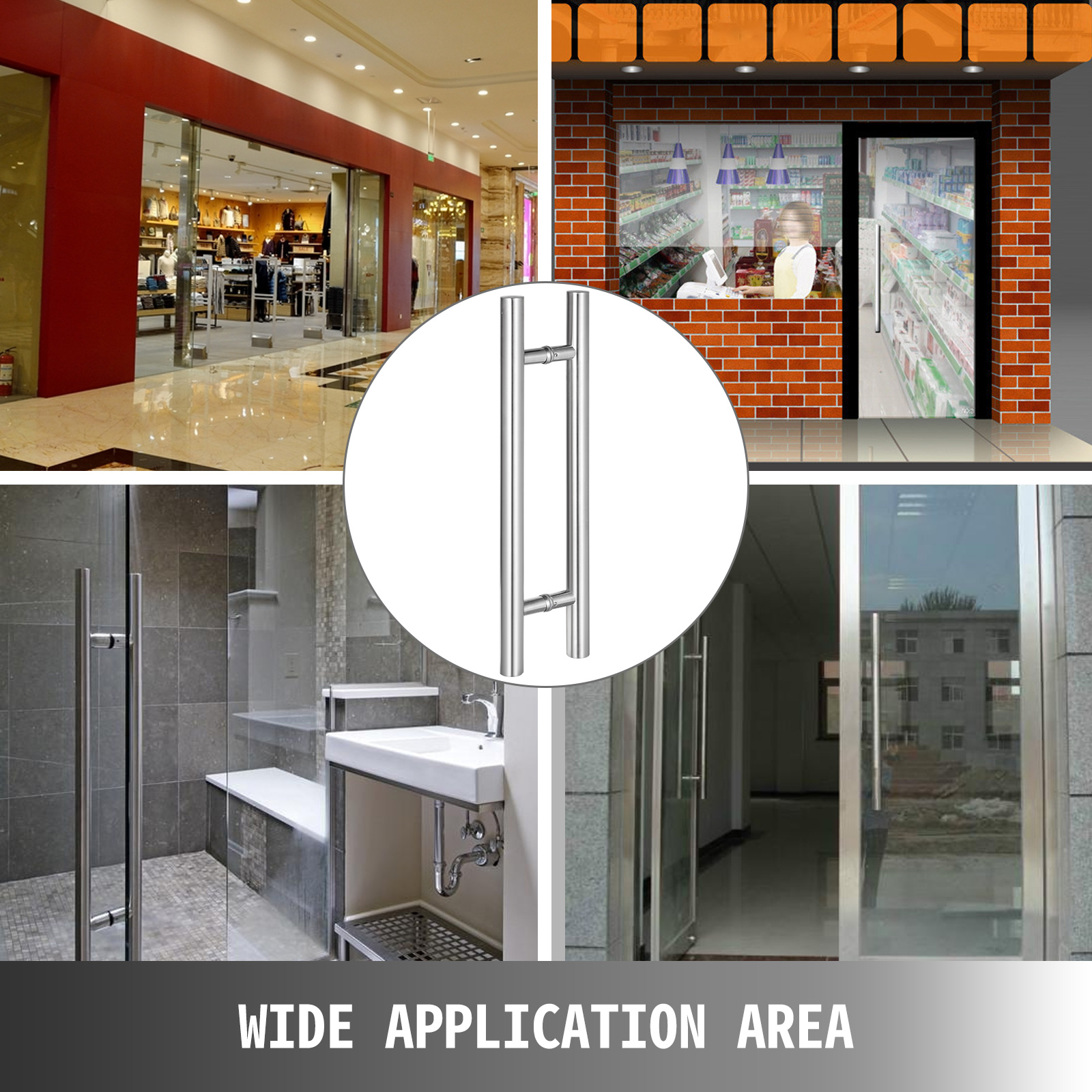 Commercial Door Pull Handles 24'' Stainless Steel For Wood/glass Doors ...