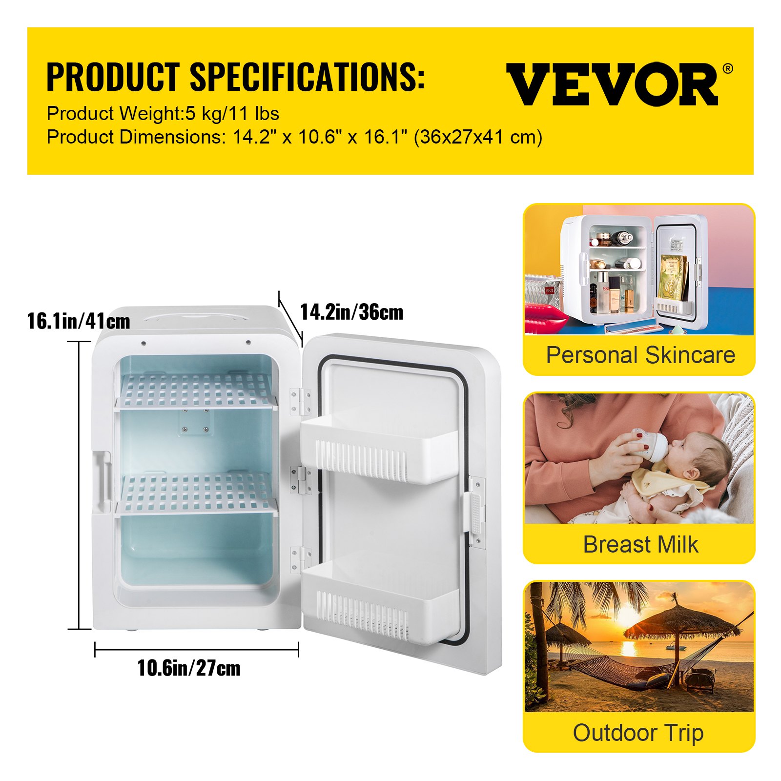 Vevor Mini Fridgeportable Cooler Warmer15l Skincare Fridgeac/dc For ...