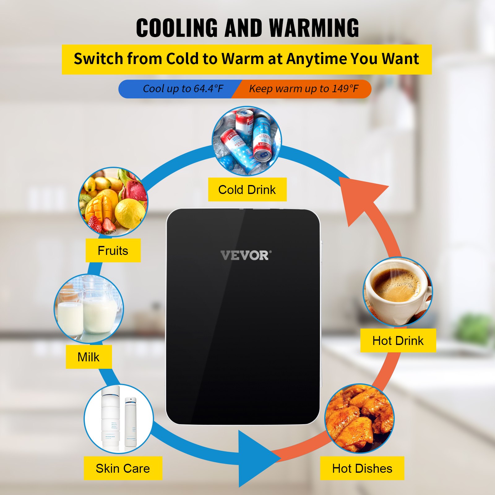VEVOR Mini Fridge, 10 Liter Portable Cooler Warmer, Skincare Fridge ...