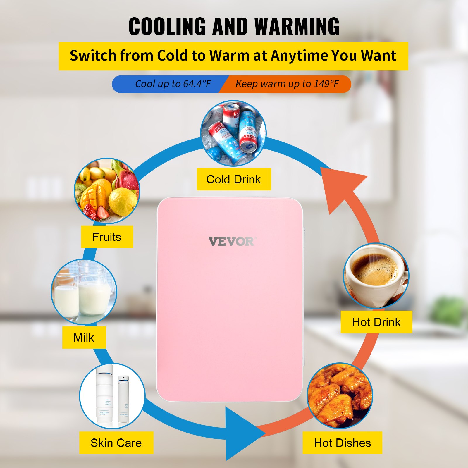 VEVOR Mini Fridge Portable Cooler Warmer 10L Skincare Fridge AC/DC for ...