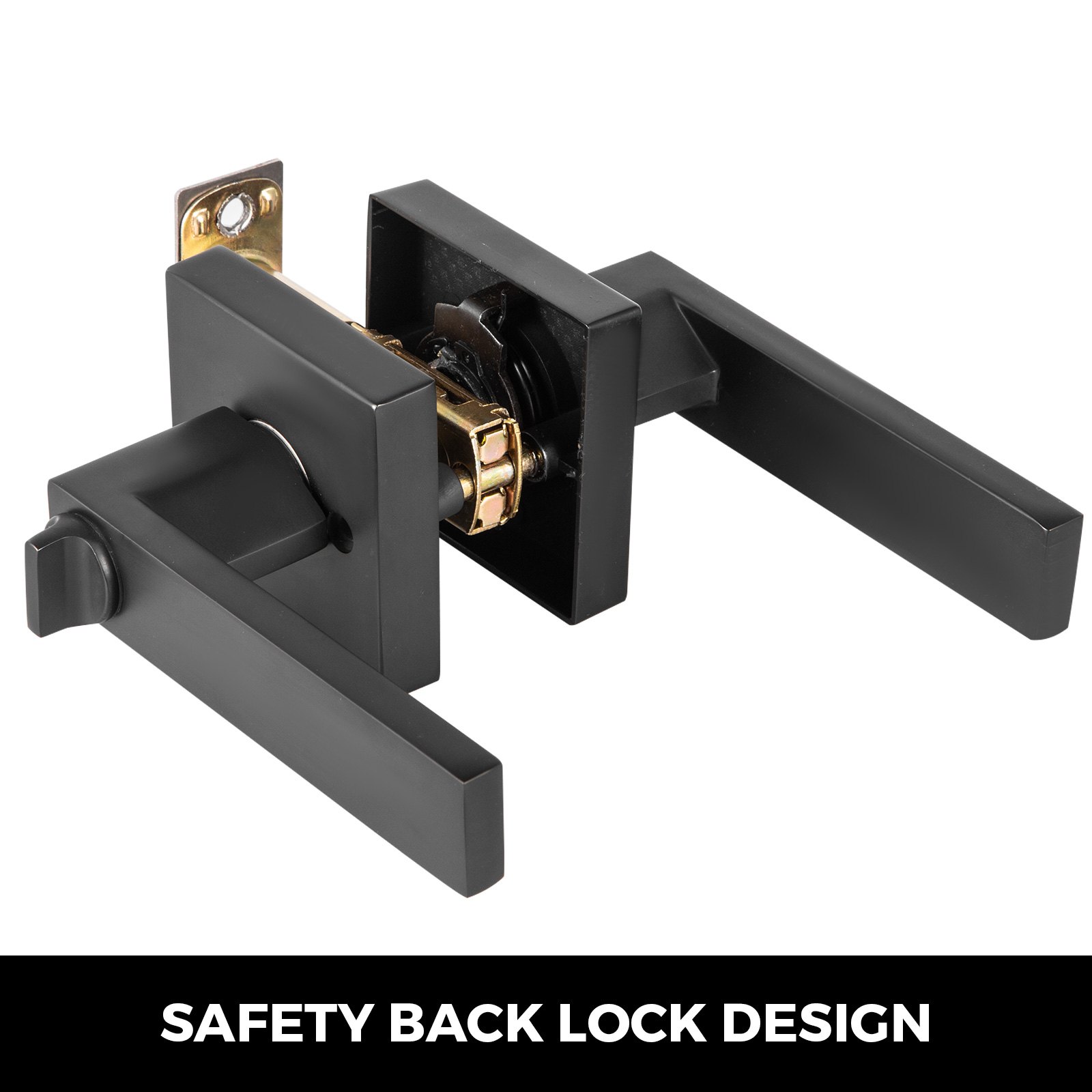 VEVOR Privacy Square Lever 3 Pack Square Door Handles Bathroom Metal ...