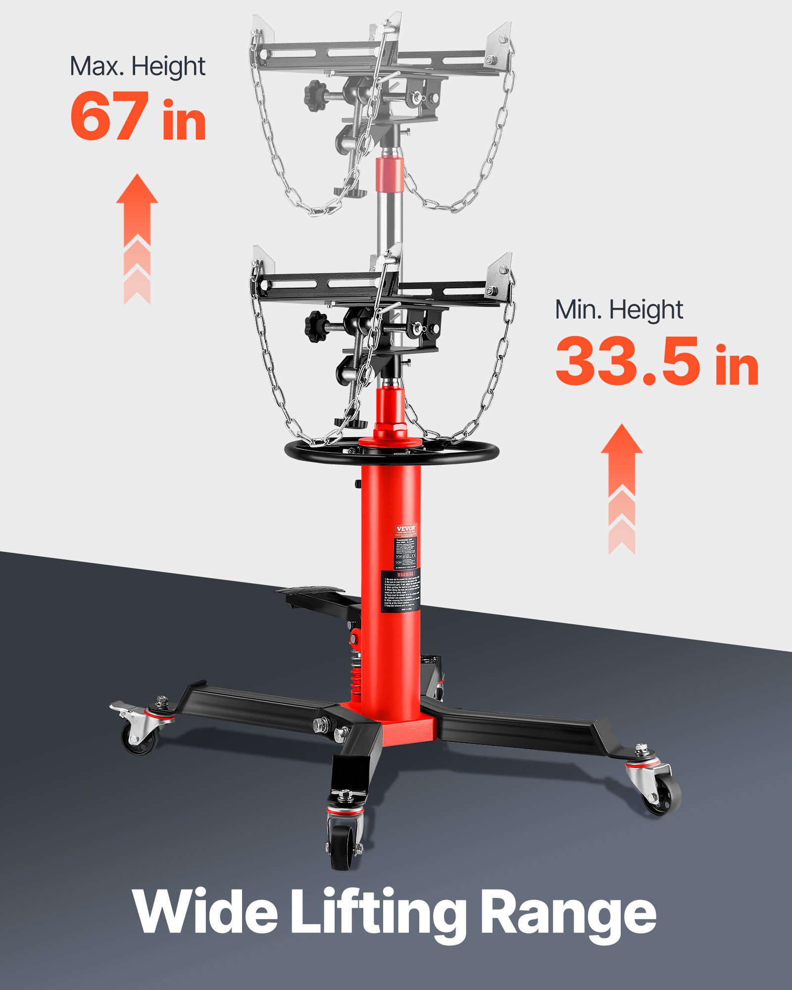 VEVOR Transmission Jack 1100 lbs 2-Stage Hydraulic High Lift Vertical ...
