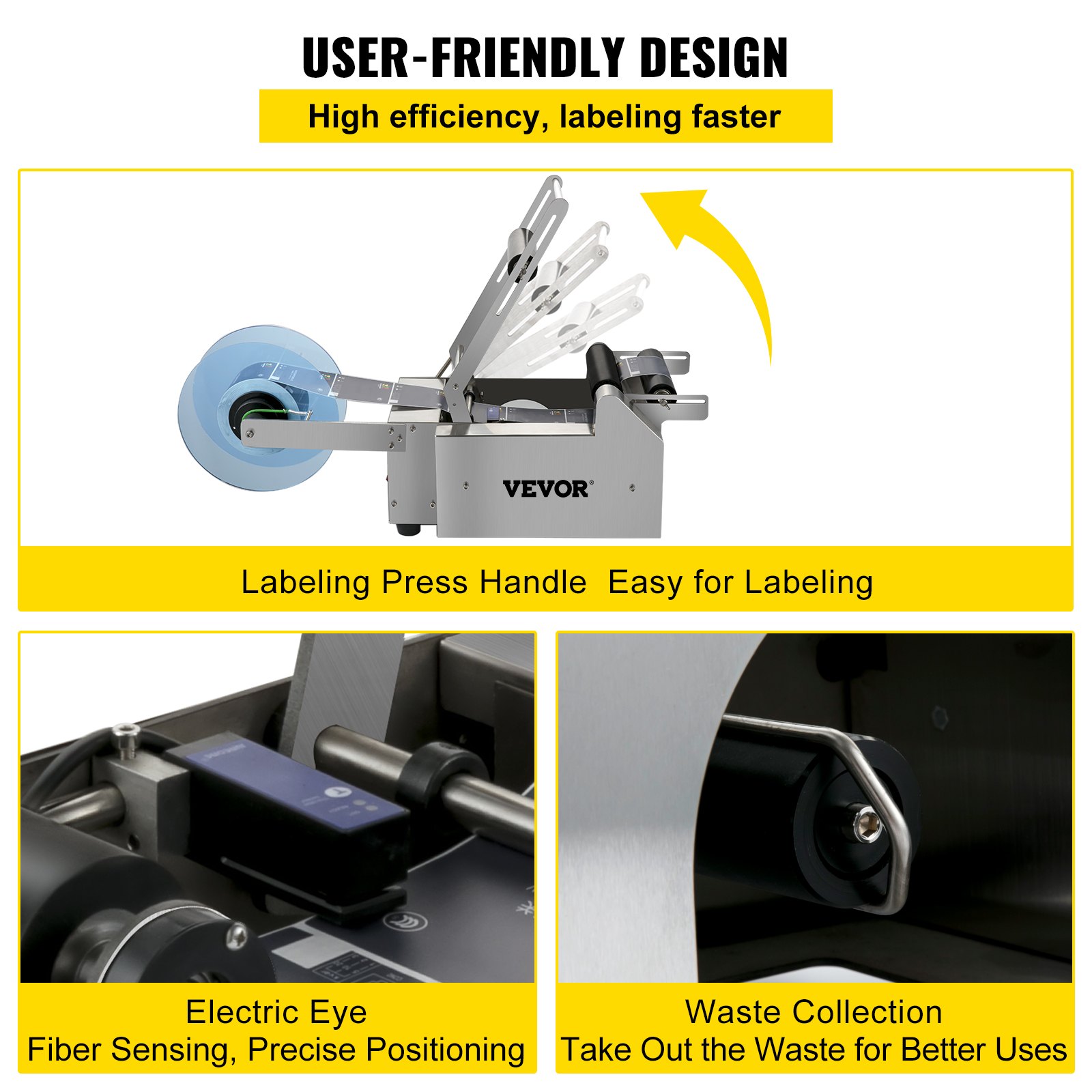 VEVOR VEVOR MT-50 Semi-automatic Round Bottle Labeling Machine ...