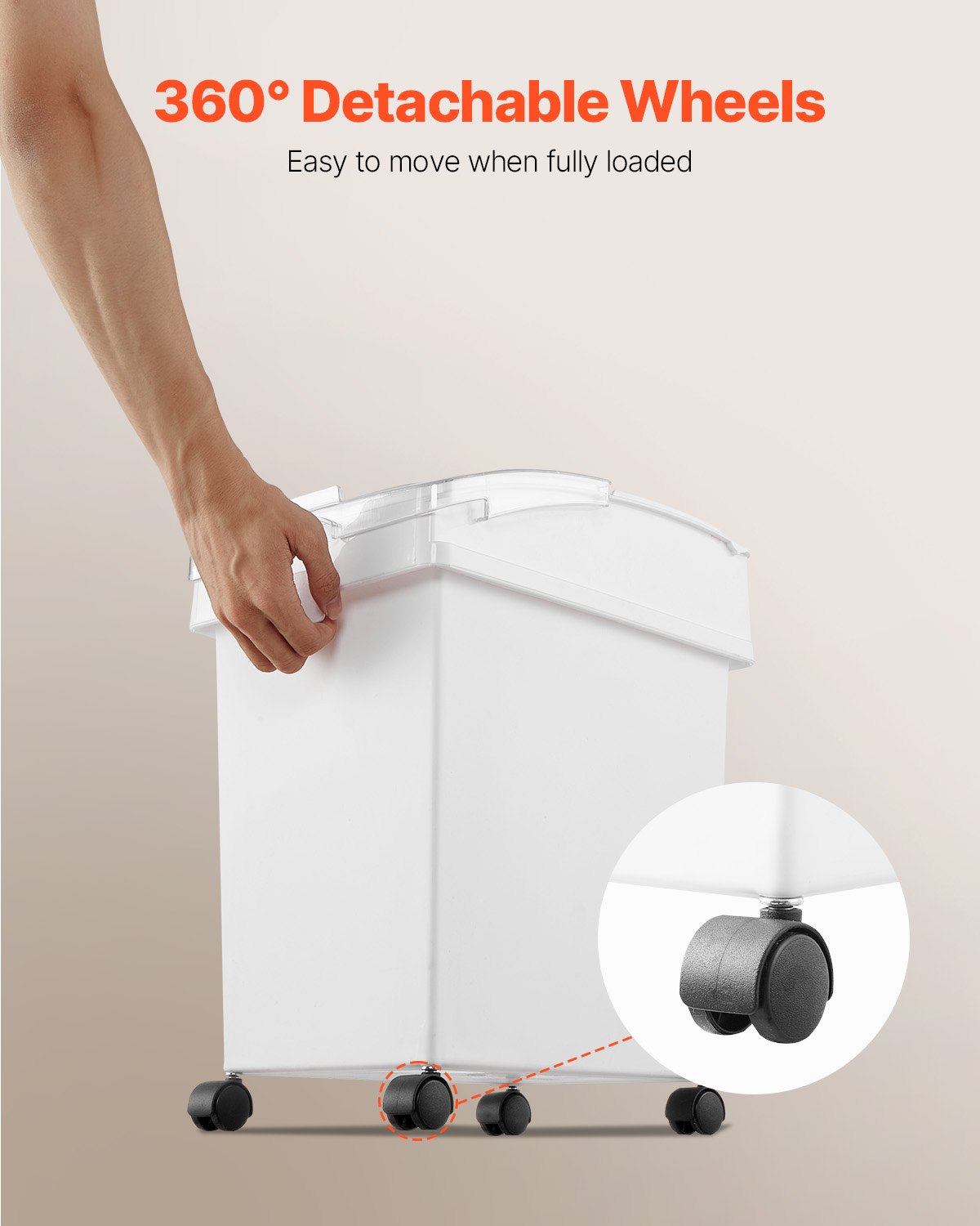 VEVOR Ingredient Bin, 6.6 Gallons Capacity Ingredient Storage Bin, 3 ...