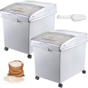 2 Pack Ingredient Bin With Casters 10.5 Gal Mobile Restaurant Kitchen ...