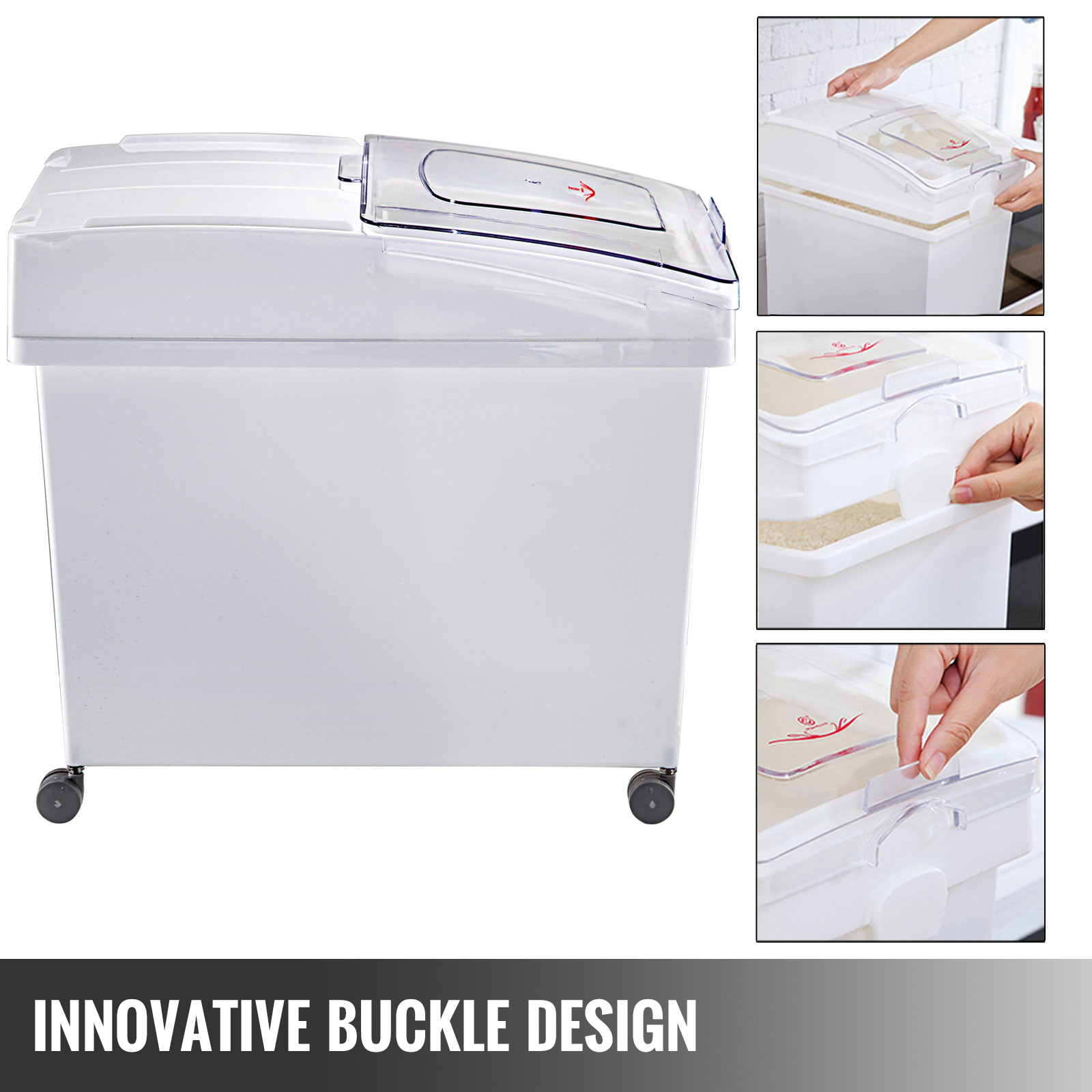 2 Pack Ingredient Bin With Casters 10.5 Gal Mobile Restaurant Kitchen ...