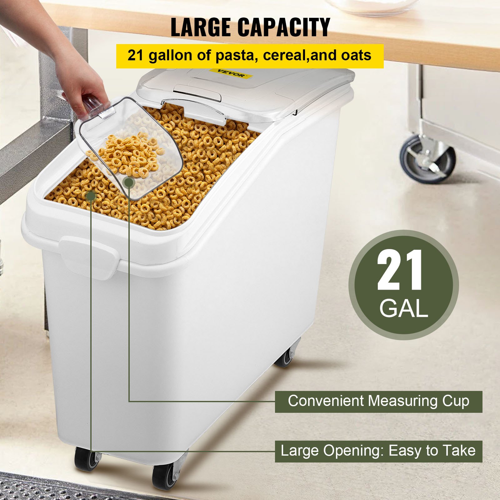 Ingredient Bin With Casters 21 Gallon Mobile Restaurant Kitchen Flour ...
