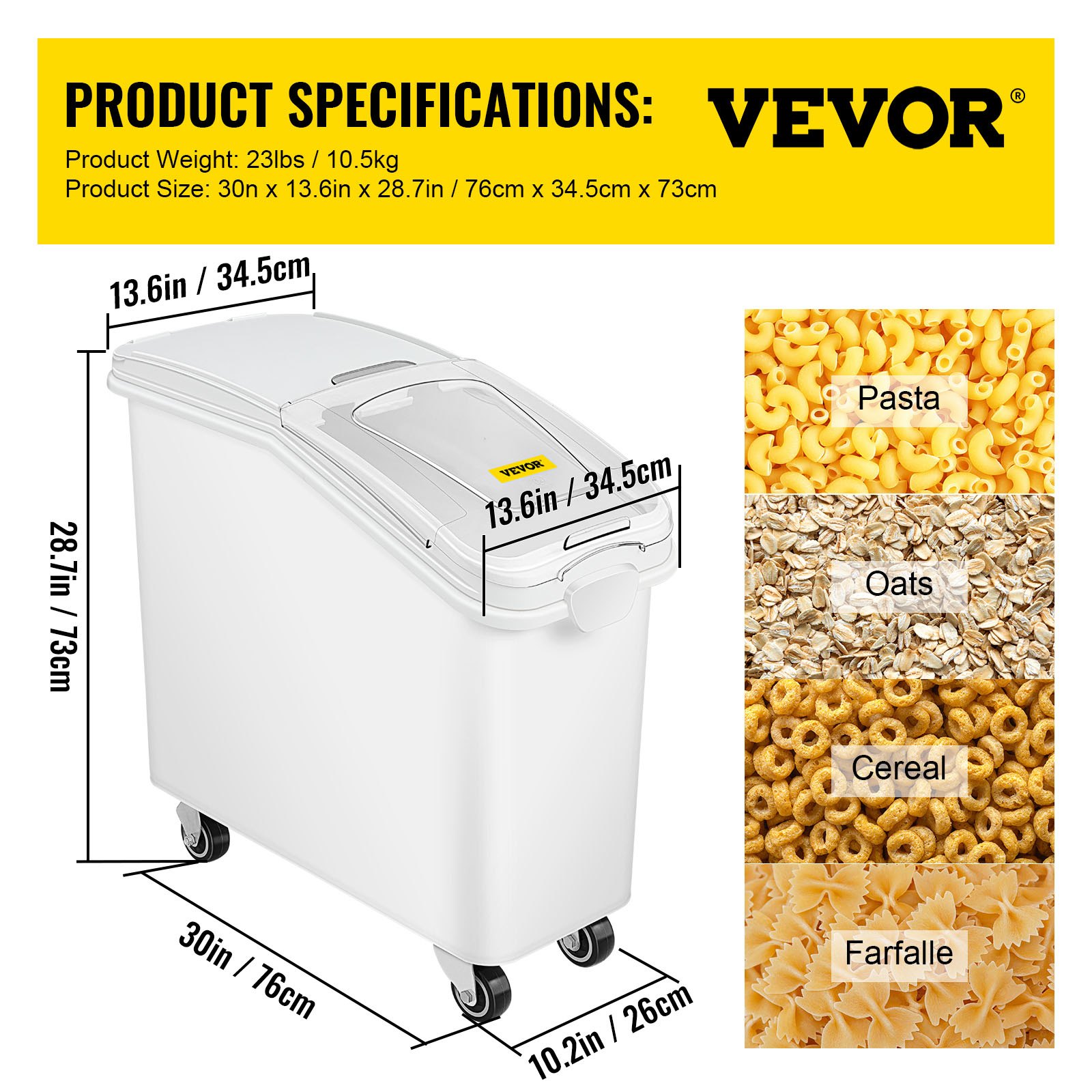 Ingredient Bin With Casters 21 Gallon Mobile Restaurant Kitchen Flour ...
