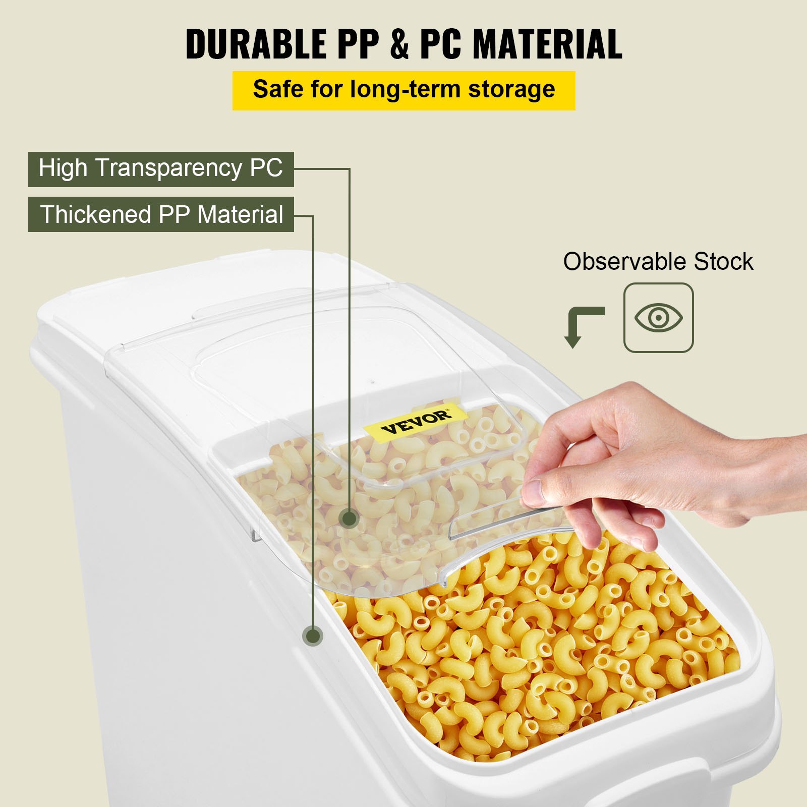 VEVOR Ingredient Bin 27 Gallon with Scoop, 500 Cup Capacity Mobile ...