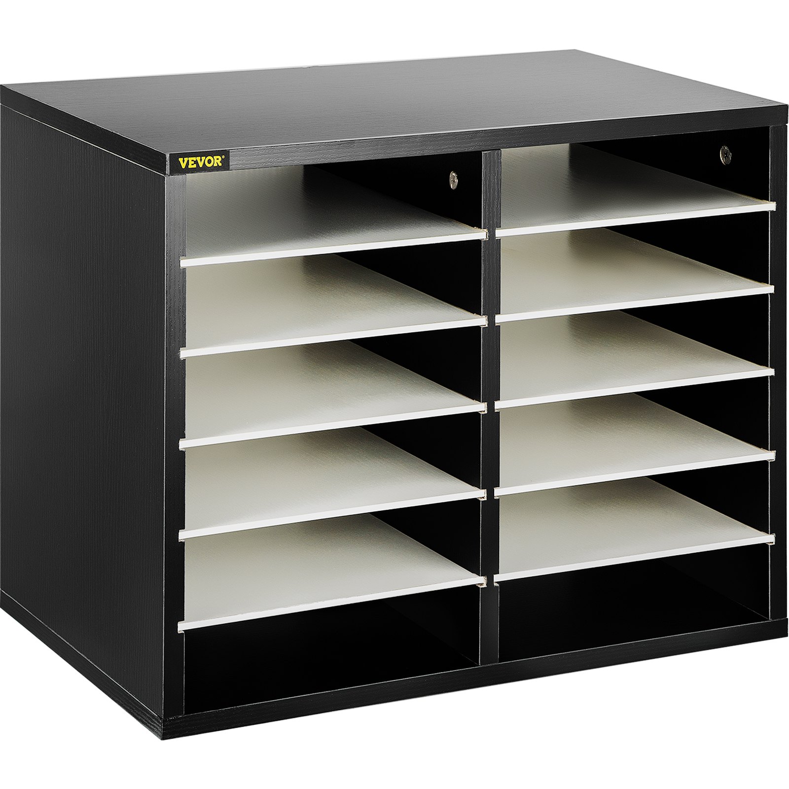 VEVOR 12 Compartments Wood Literature Organizer, Adjustable Shelves ...