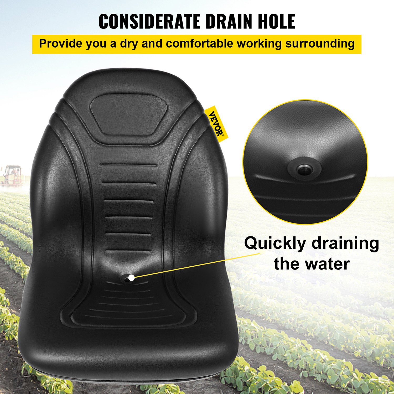 VEVOR Universal Lawn Tractor Seat Replacement, Compact High Back Mower ...