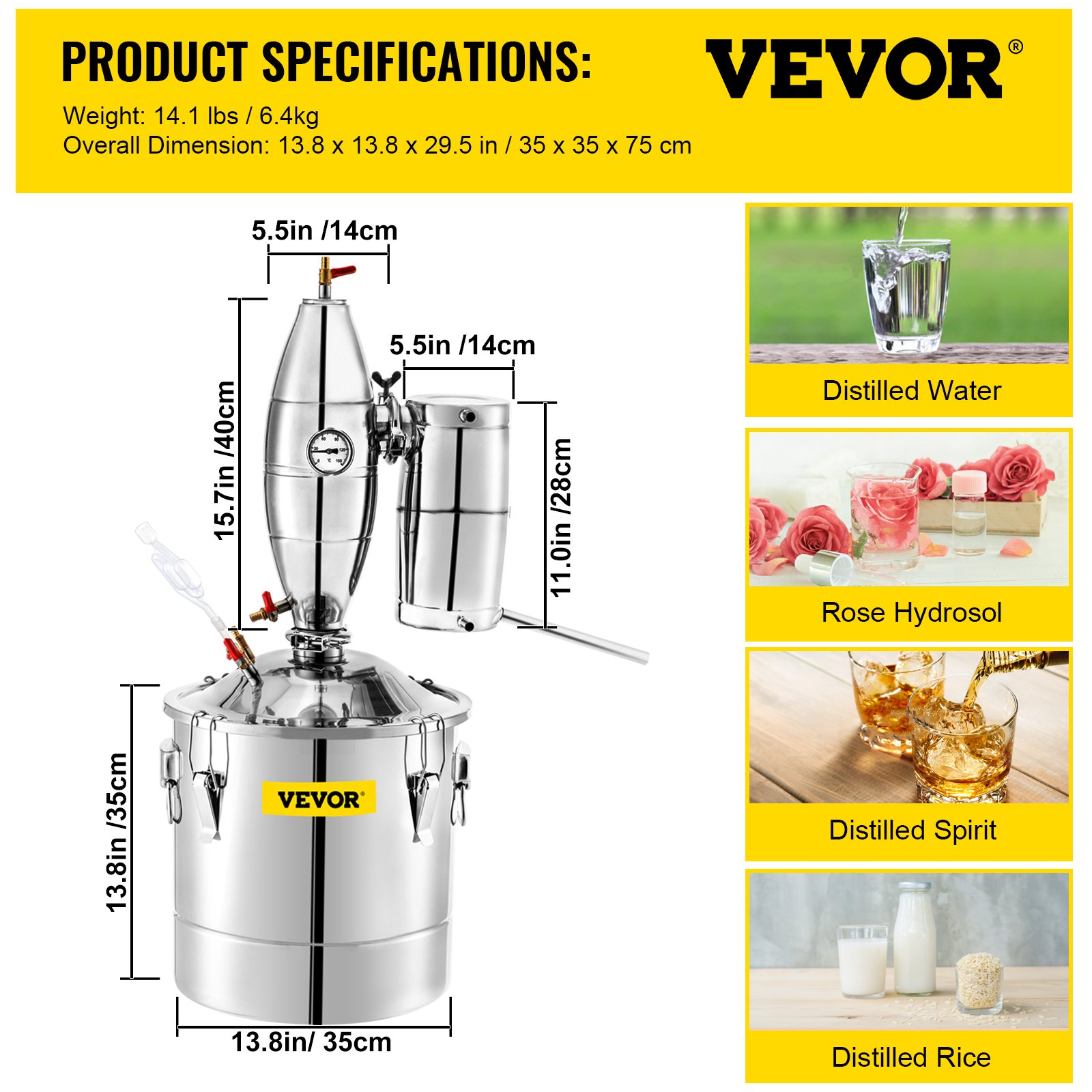 VEVOR Vevor 30l Distiller Pure Water Moonshine Still 6.6gal Home ...