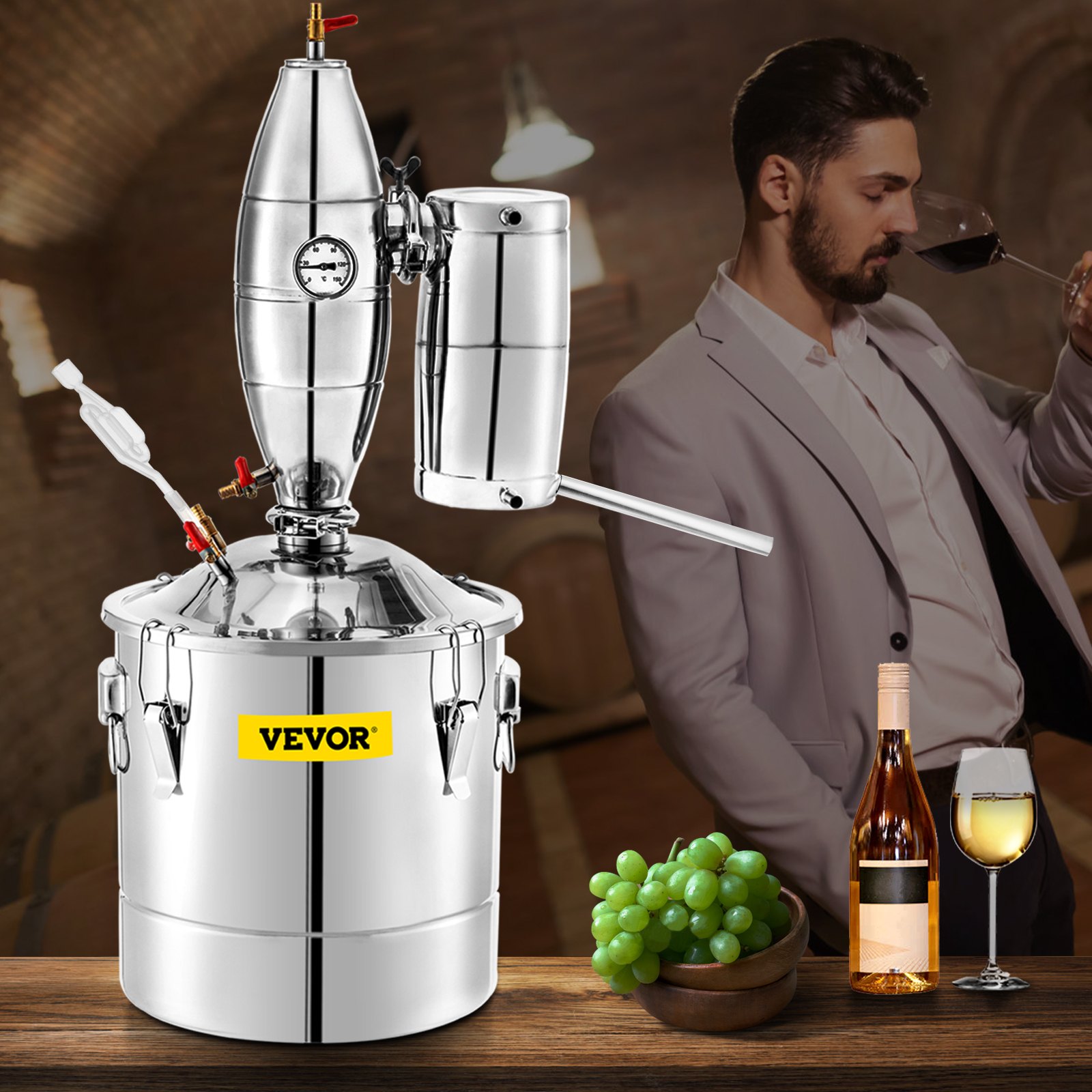 VEVOR VEVOR Moonshine Still, 30L Water Alcohol Distiller, 6.6Gal Wine ...