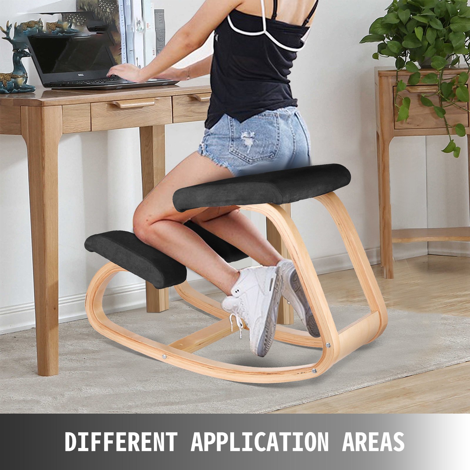 VEVOR Wooden Ergonomic Kneeling Chair Memory Seat Cushion Relieving ...