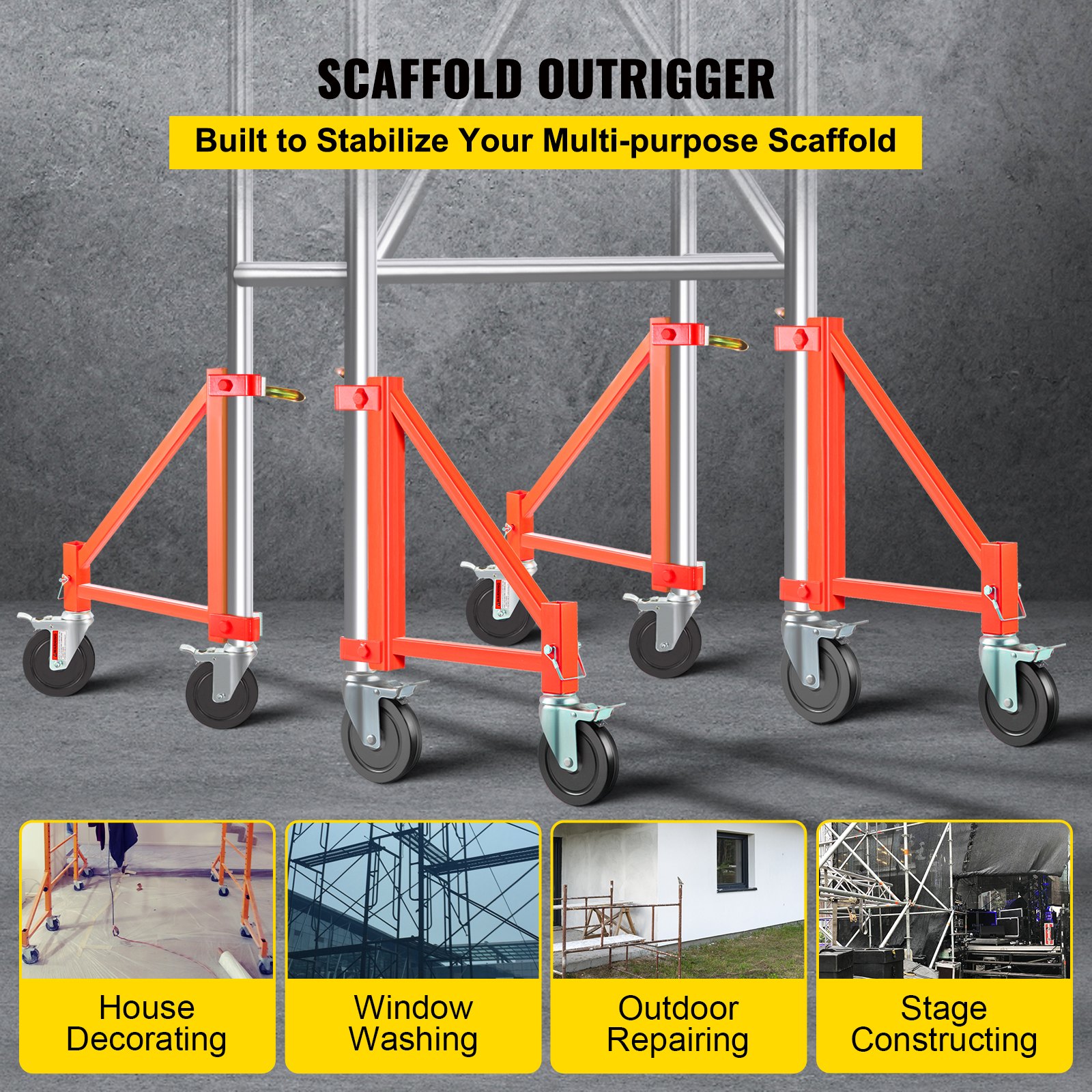 VEVOR Scaffold Outrigger, 18" x 18" x 24" Scaffolding Outriggers, 4 ...