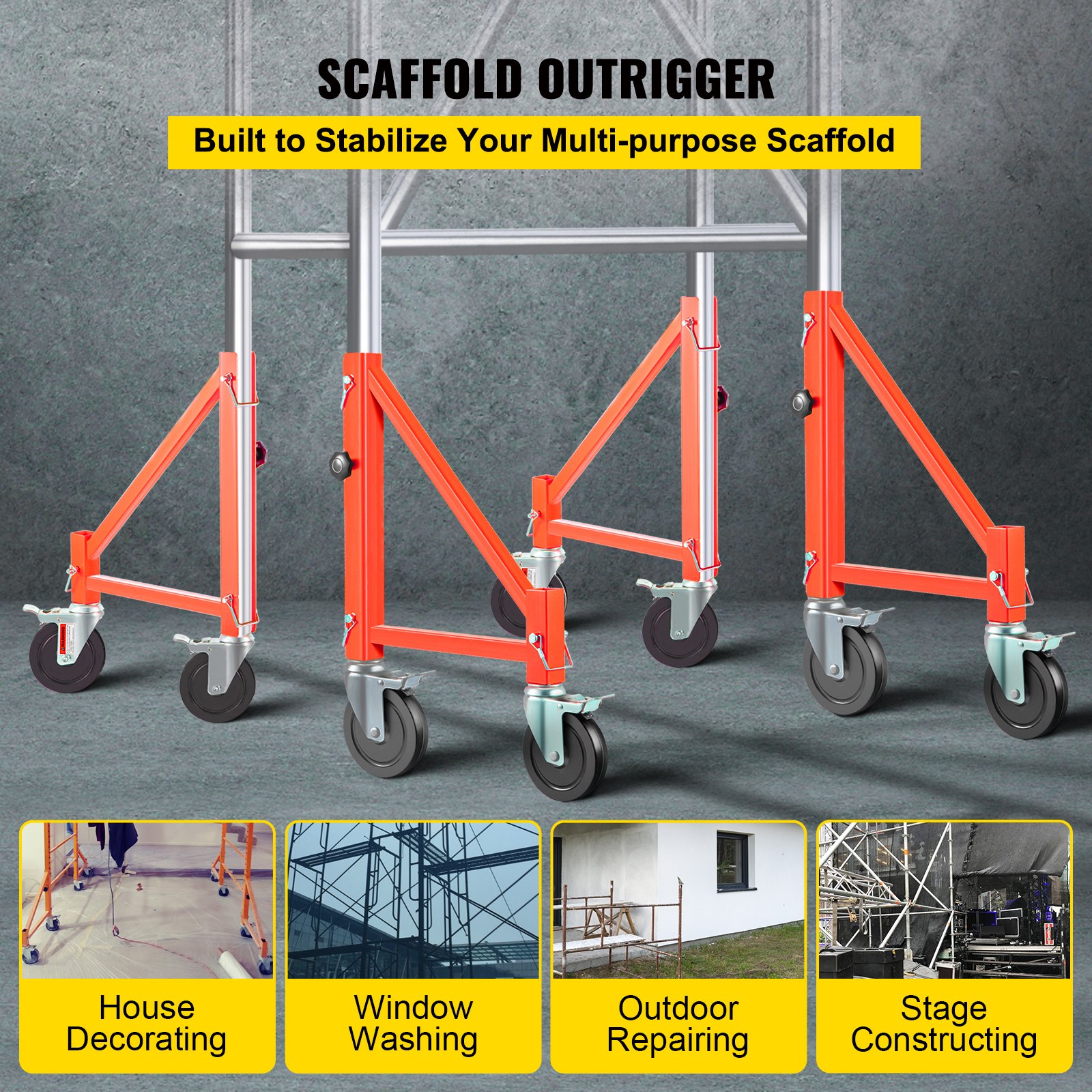 VEVOR Scaffold Outrigger Outrigger Set 18" x 18" 4 Pcs w/ Locking Pin ...