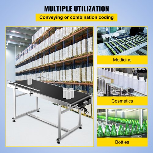VEVOR Belt Conveyor PVC Conveyor Belt 59x23.6In Motorized Conveyor w ...