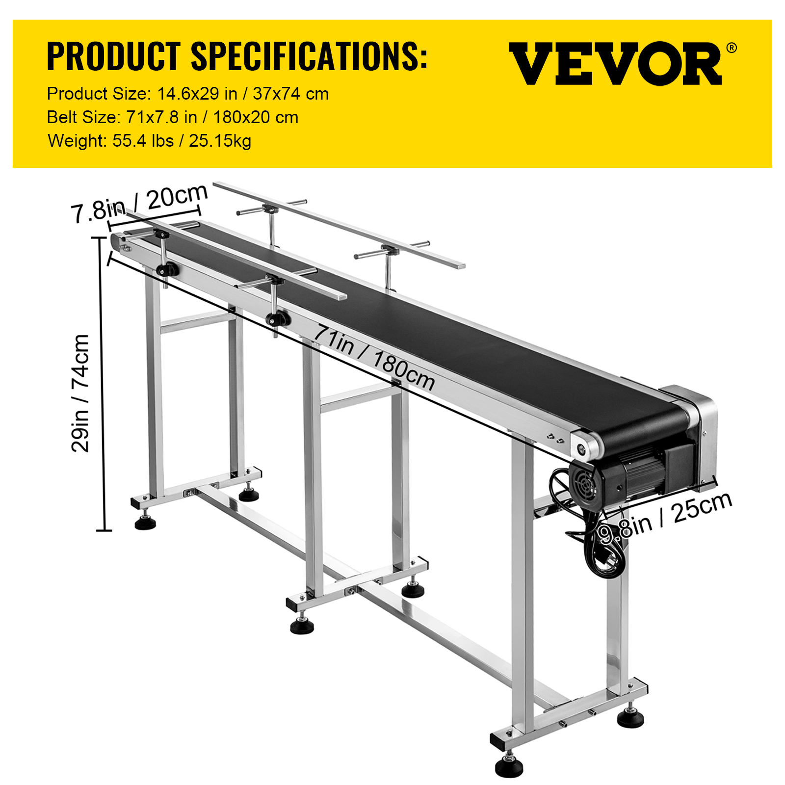 Belt Conveyor Pvc Conveyor Belt 71 X 7.8-inch, Motorized Conveyor, W ...