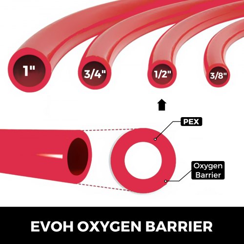 VEVOR Oxygen Barrier PEX Tubing - 1/2 Inch X 500 Feet Tube Coil - EVOH ...