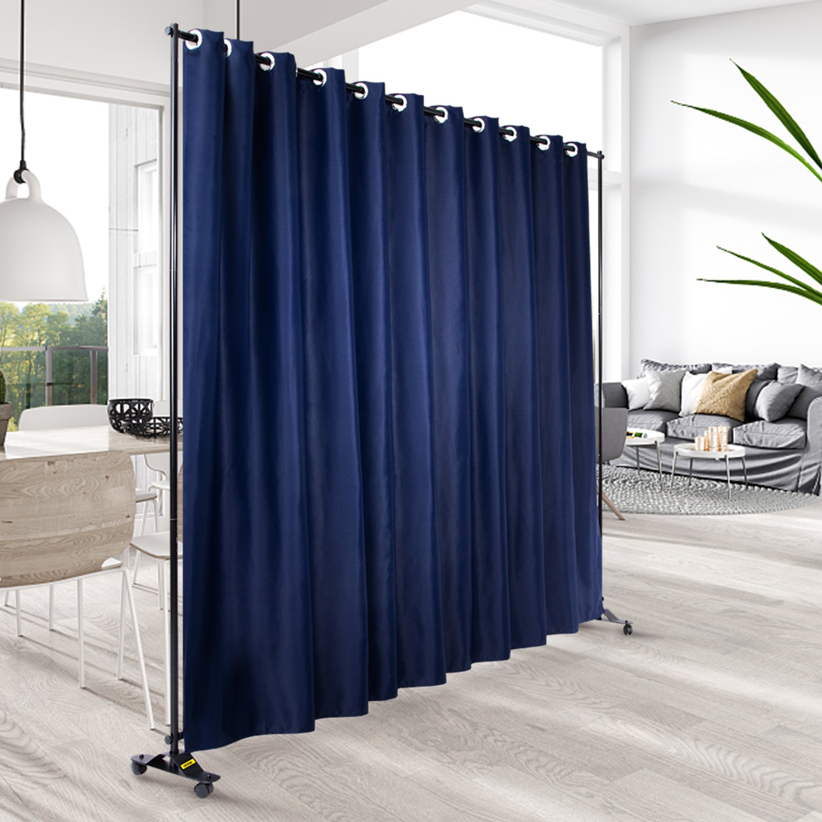 VEVOR Room Divider Kit, 8 ft x 10 ft, 4 Rolling Wheels Curtain Divider ...