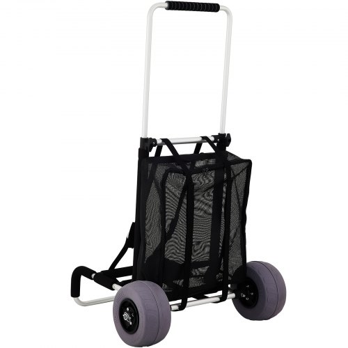 VEVOR Beach Carts for Sand, w/ 10" PVC Balloon Wheels, 15" x 15" Cargo ...