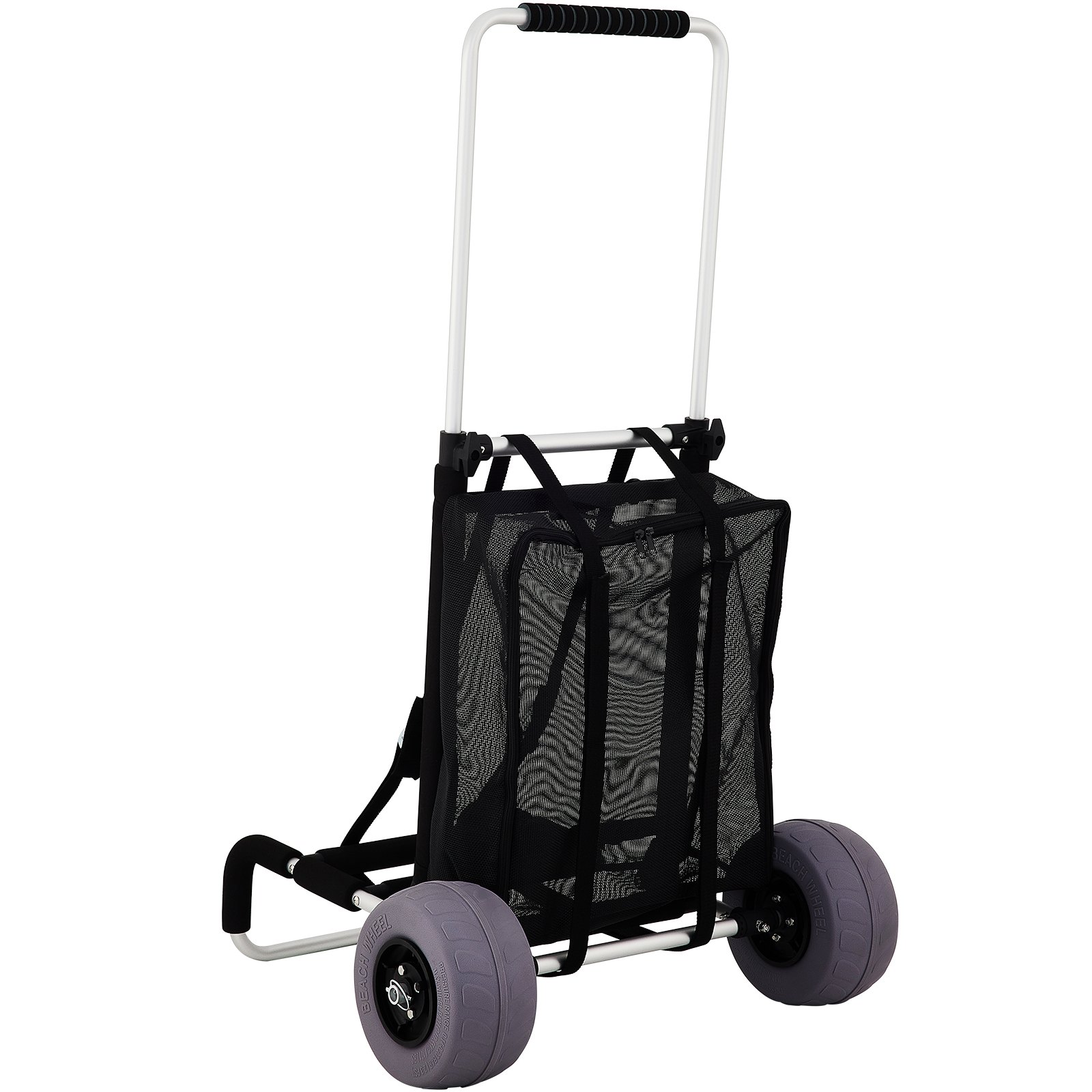VEVOR Beach Carts for Sand, w/ 10" PVC Balloon Wheels, 15" x 15" Cargo ...