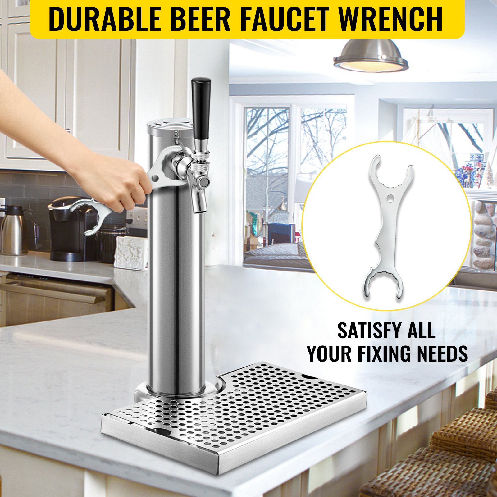 VEVOR Kegerator Tower Kit, Single Tap Beer Conversion Kit, No Tank Keg ...