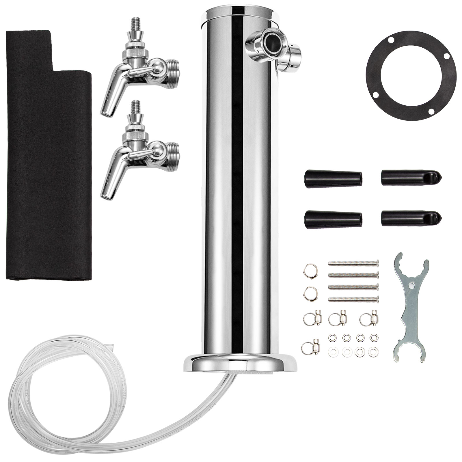 VEVOR Beer Tower, Double Adjustable Brass Faucet Kegerator Tower ...